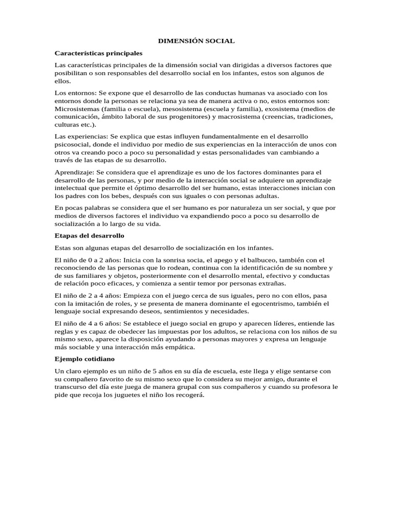 Dimensión Social | PDF | Aprendizaje | Socialización