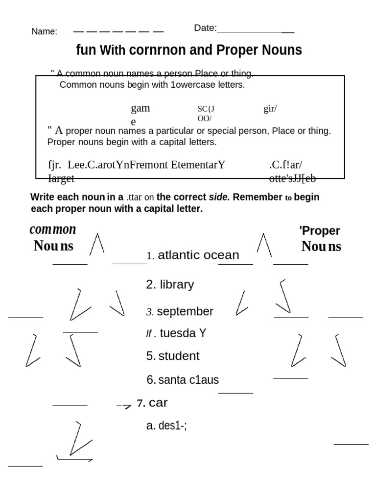 Proper Nouns Worksheet 1st Grade 26 | PDF