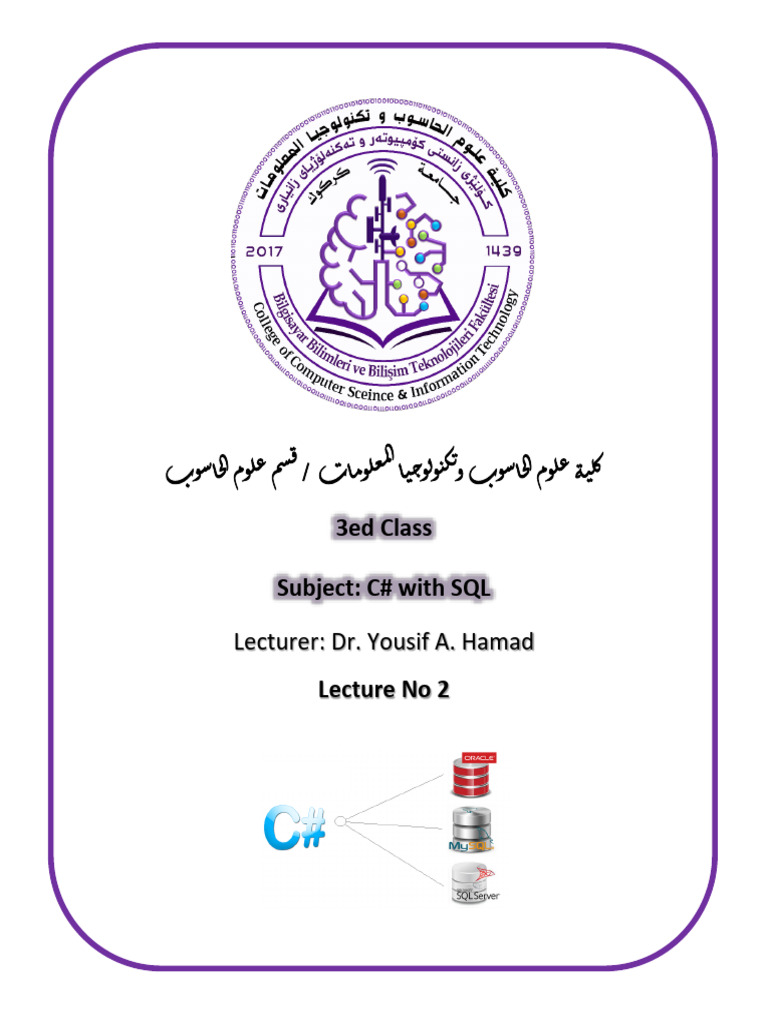 Lecture 2 C# With SQL 3ed Class | PDF | Databases | C Sharp ...