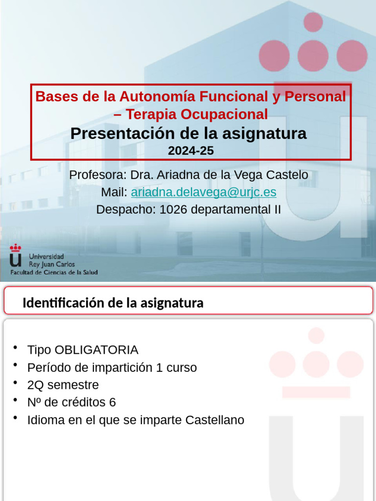 Presentación Bases Terapia Ocupacional 2025 | PDF | Terapia ocupacional | Autonomía