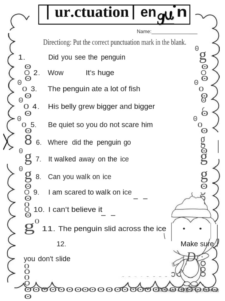 Punctuation Worksheet 1st Grade 12 | PDF