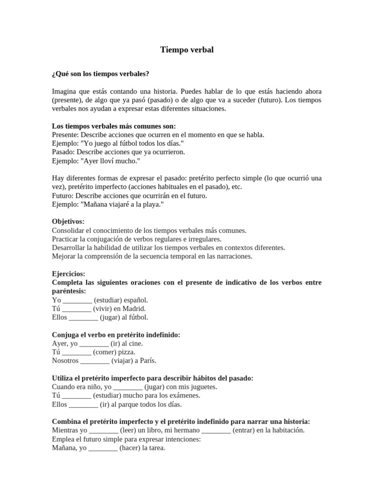 Guía de Tiempos Verbales en Español | PDF | Verbo | Tipología Lingüística
