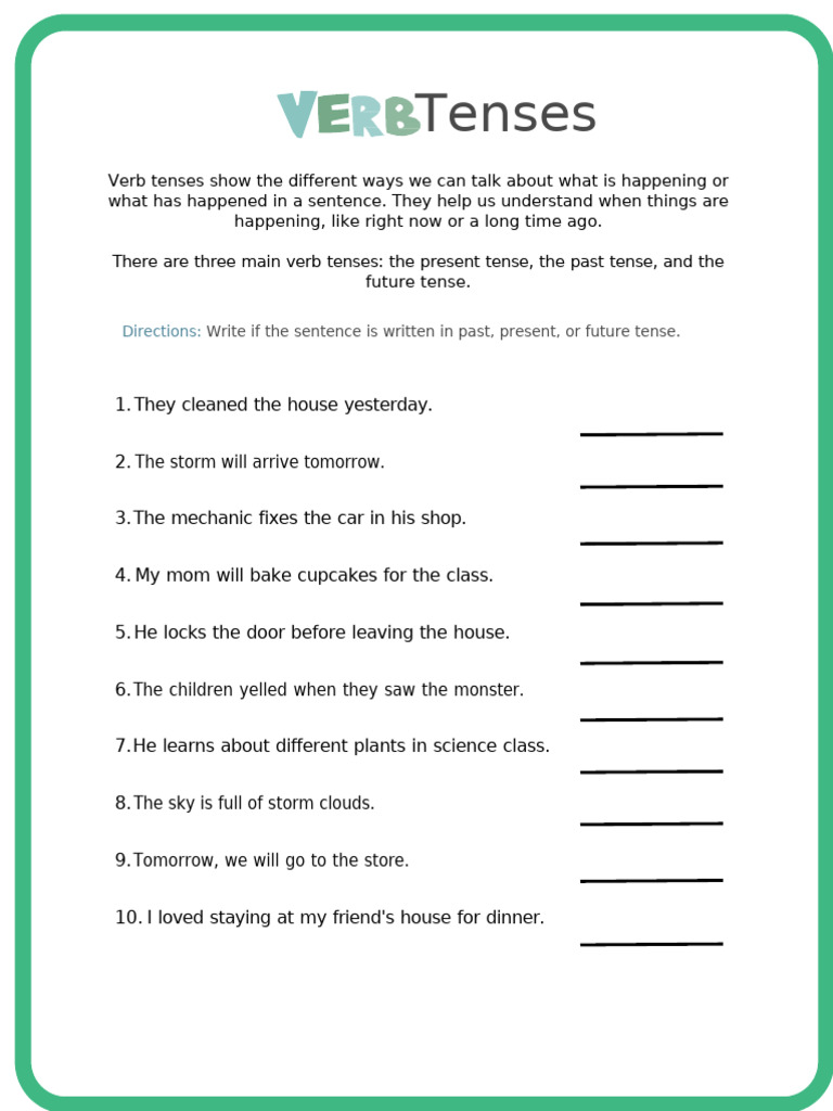 Verb Tenses: Past, Present, Future | PDF