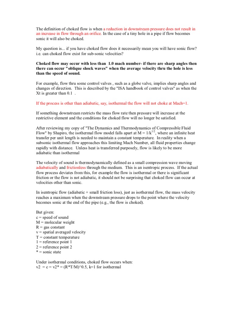 Choked Flow | PDF | Fluid Dynamics | Gases