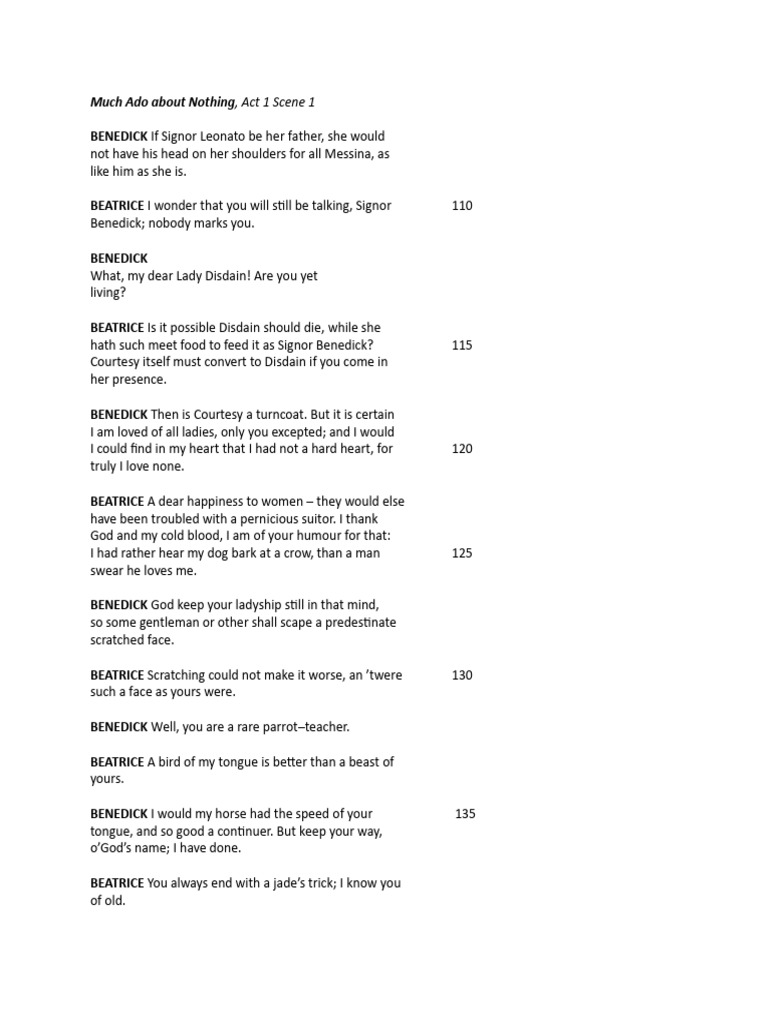 Witty Banter Between Beatrice and Benedick | PDF