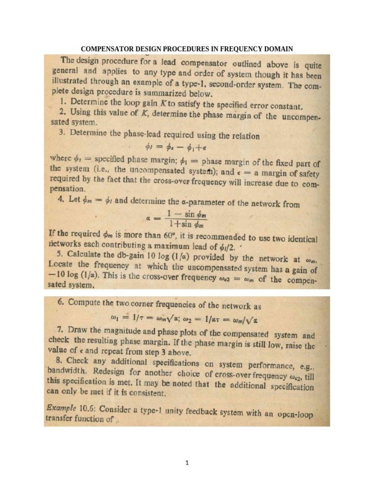 COMPENSATOR DESIGN PROCEDURES IN FREQUENCY DOMAIN | PDF
