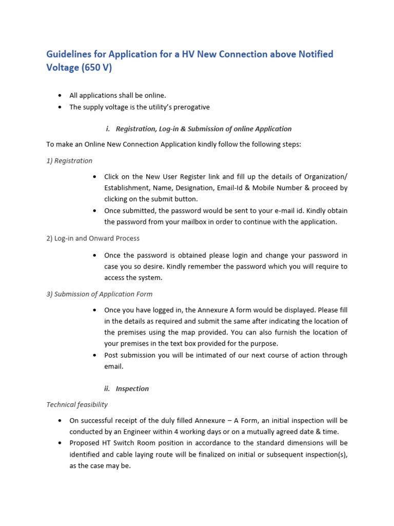 HV New Connection Application Guidelines | PDF | Login | Transformer