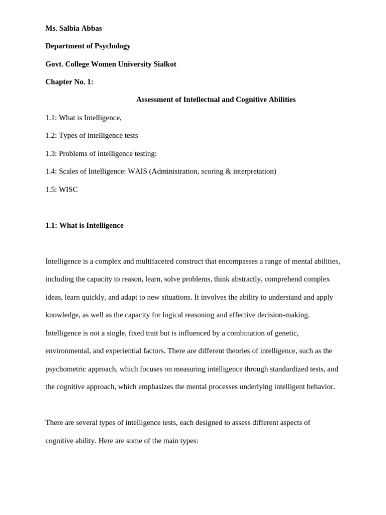 Understanding WAIS and Intelligence Testing | PDF | Wechsler Adult ...