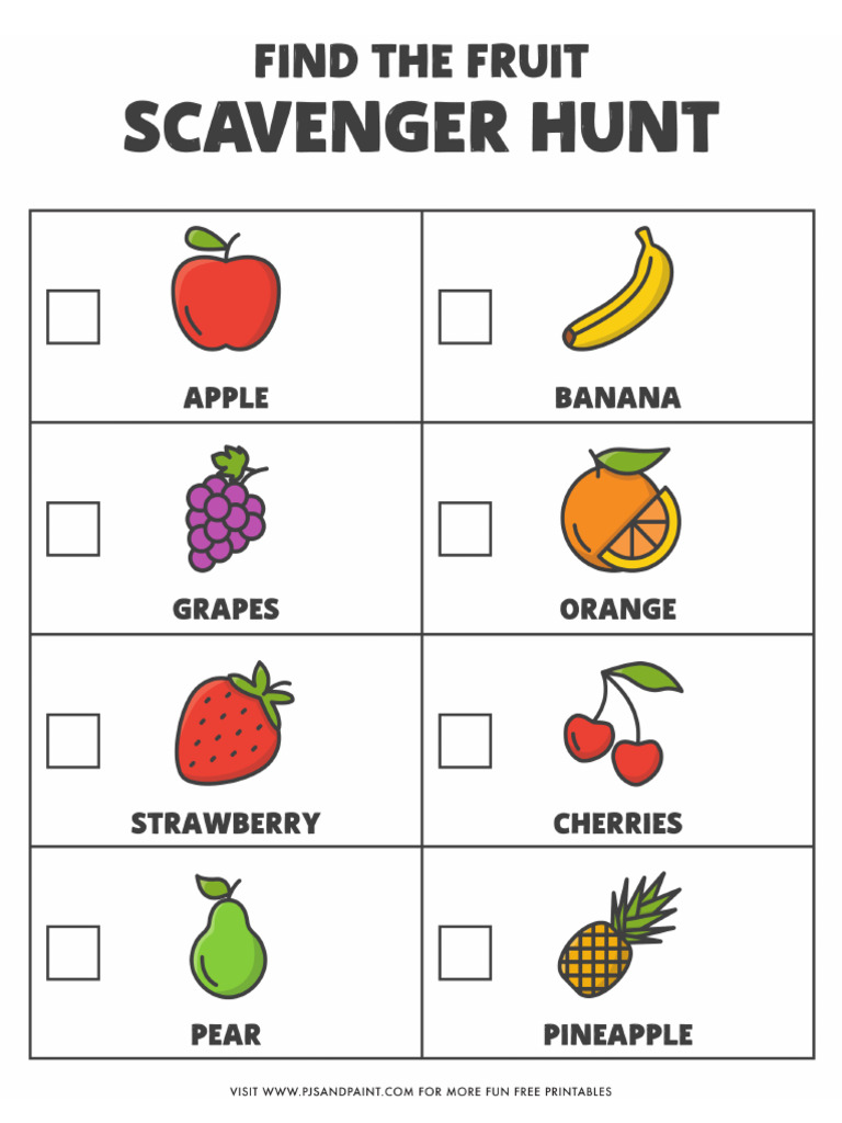 Fruit Scavenger Hunt Pjsandpaint | PDF