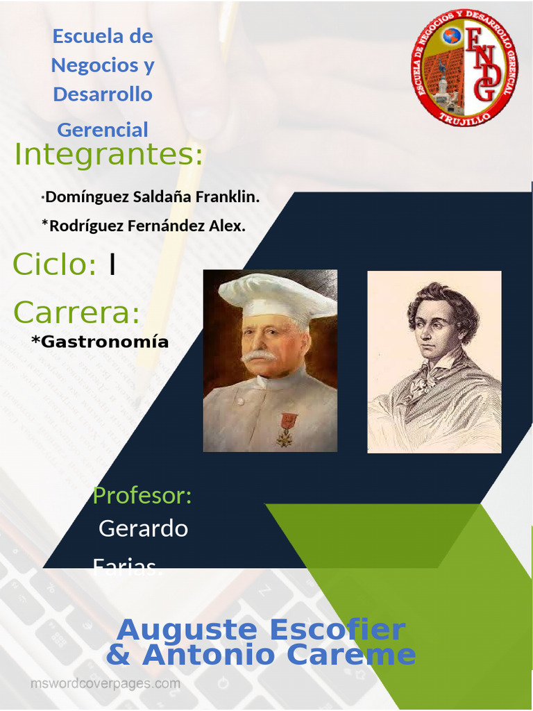 Escoffier y Carême: Pioneros de la Gastronomía | PDF | Artes culinarias ...