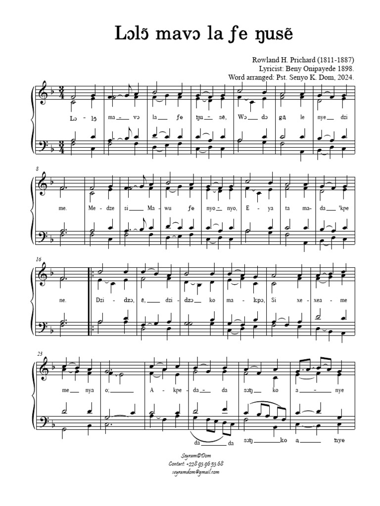 Lolon Mavo La Pe Nuse - Word Arranged-Pst. Senyo K. Dom | PDF