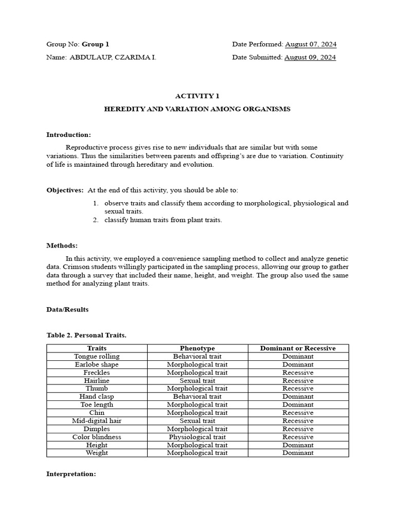 Genetics-lab-report | PDF | Dominance (Genetics) | Genetic Diversity
