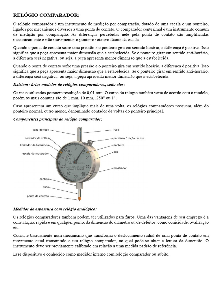 Metrologia - Relogio Comparador | PDF