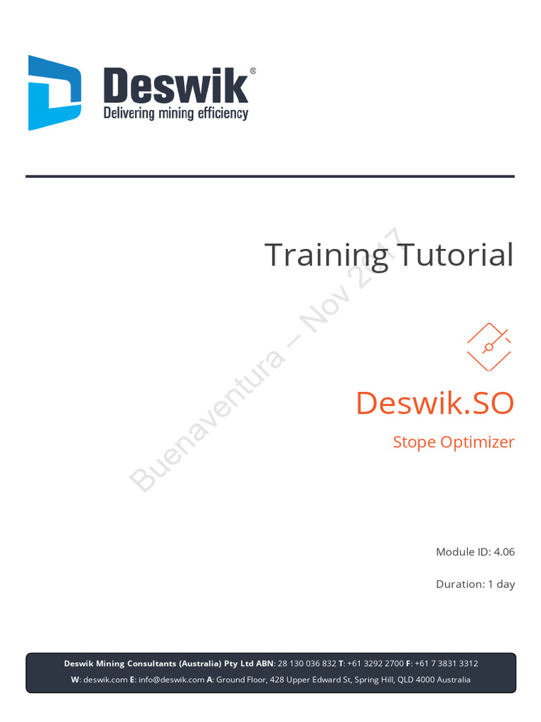 Deswik.SO Stope Optimizer Tutorial | PDF | Cartesian Coordinate System ...