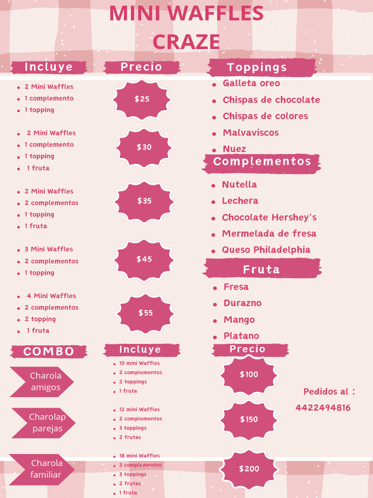 Precios y Combos de Mini Waffles | PDF