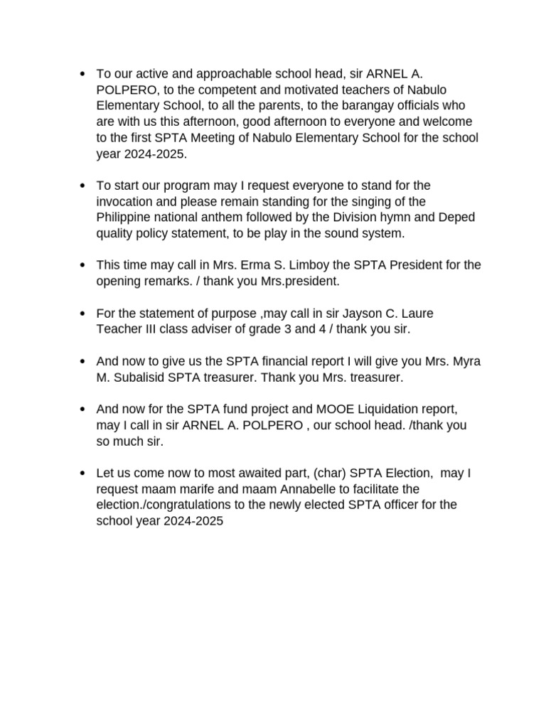 Emcee Script Spta | PDF