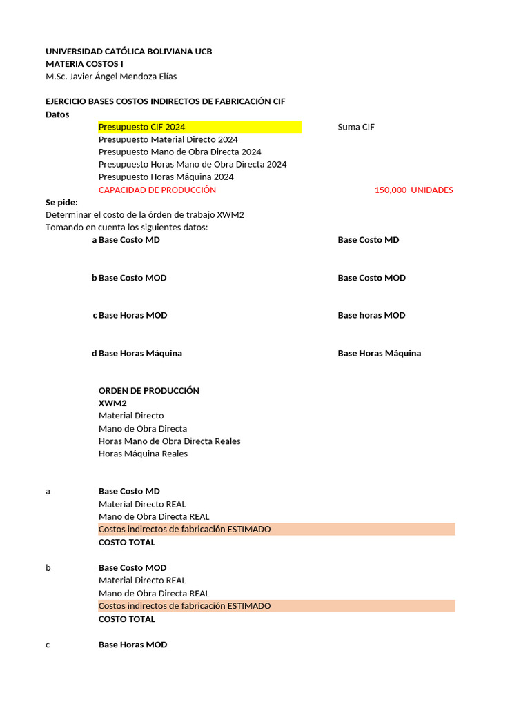 Ejercicio Bases CIF | PDF | Presupuesto