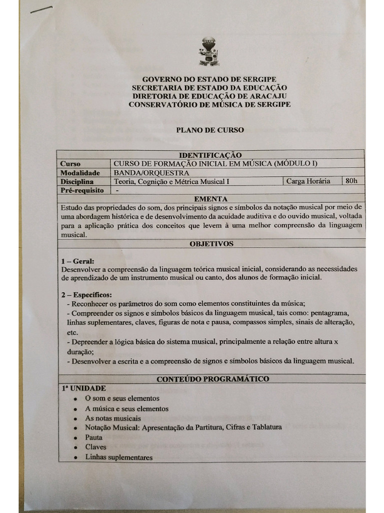 2025- Ementa teoria 1 | PDF