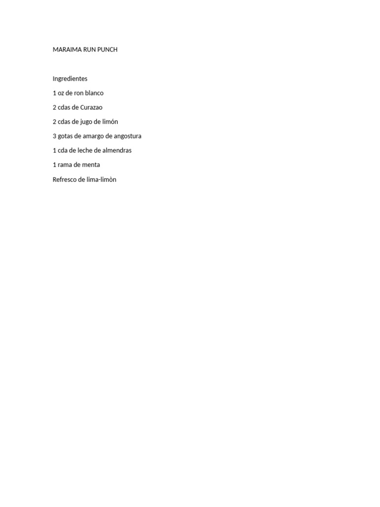 Receta Maraima Run Punch | PDF