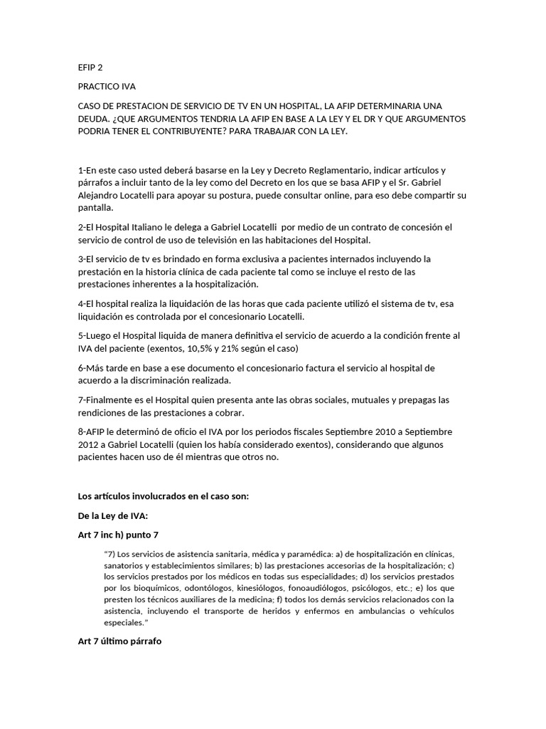 EFIP 2 - Caso Locatelli | PDF | Hospital | Cuidado de la salud