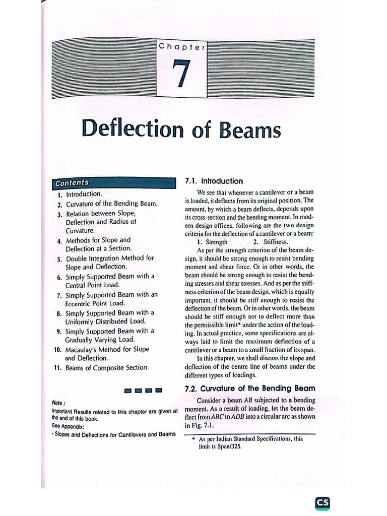 Deflection of Beam..Unit 7 | PDF