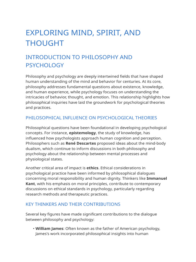 Exploring Mind, Spirit, and Thought | PDF | Mind | Psychology