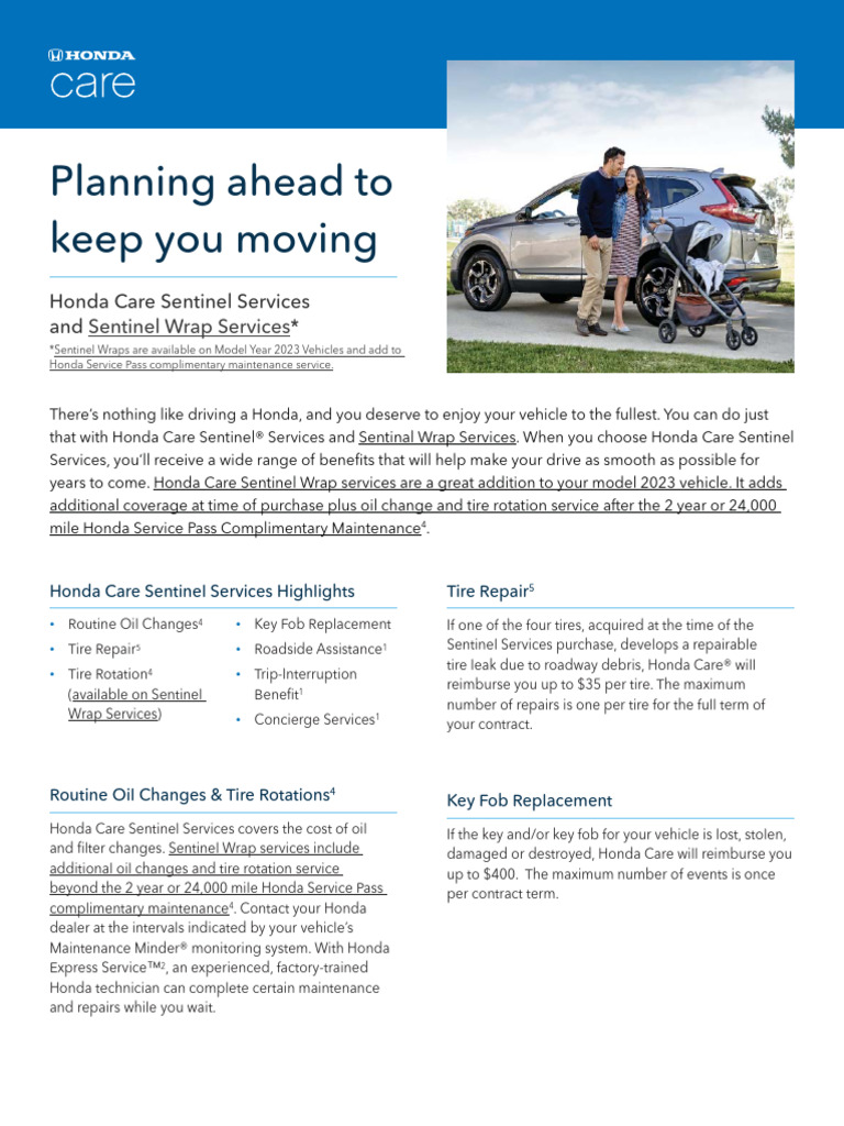 2022 Honda Care Sentinel Services Coverage Ebrochure | PDF | Honda ...