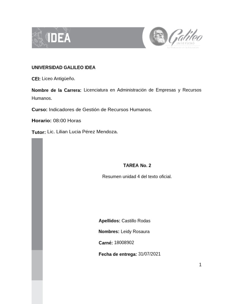 Leidy Castillo Indicadoresde Gestión S4 T2 | PDF | Gestión de recursos humanos | Evaluación