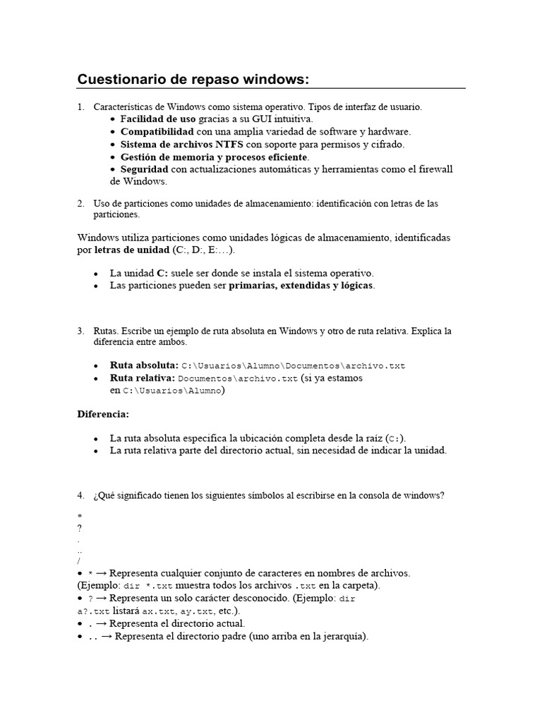 Guía Completa de Windows: Funciones y Comandos | PDF | Archivo de computadora | Interfaz de ...