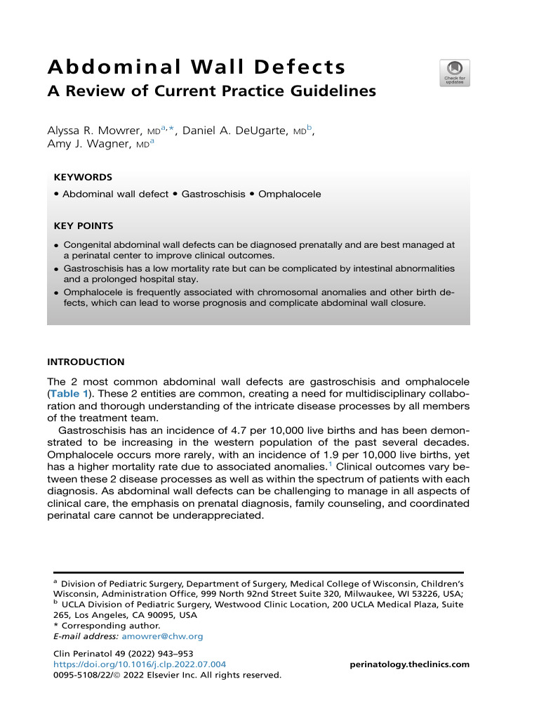 Abdominal Wall Defects A Review of Current Practice Guidelines | PDF ...