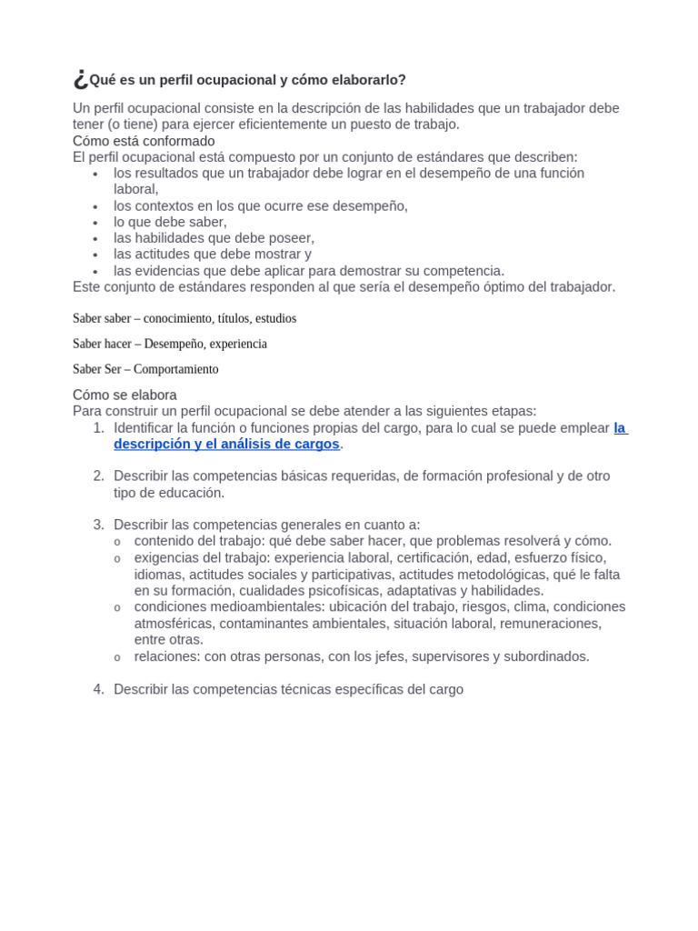 Definición de Perfil Ocupacional | PDF | Gestión de recursos humanos ...