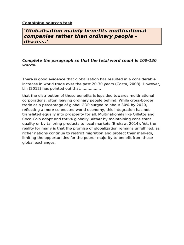Combining Sources Paragraph | PDF