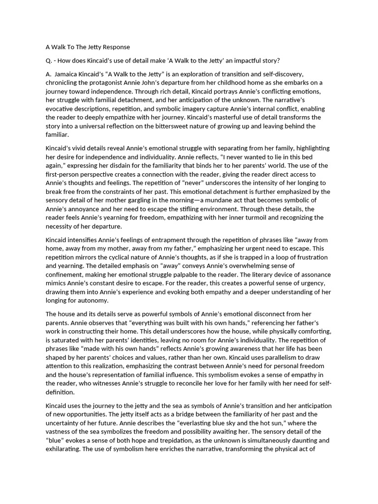 A Walk To The Jetty Response | PDF | Empathy | Behavioural Sciences