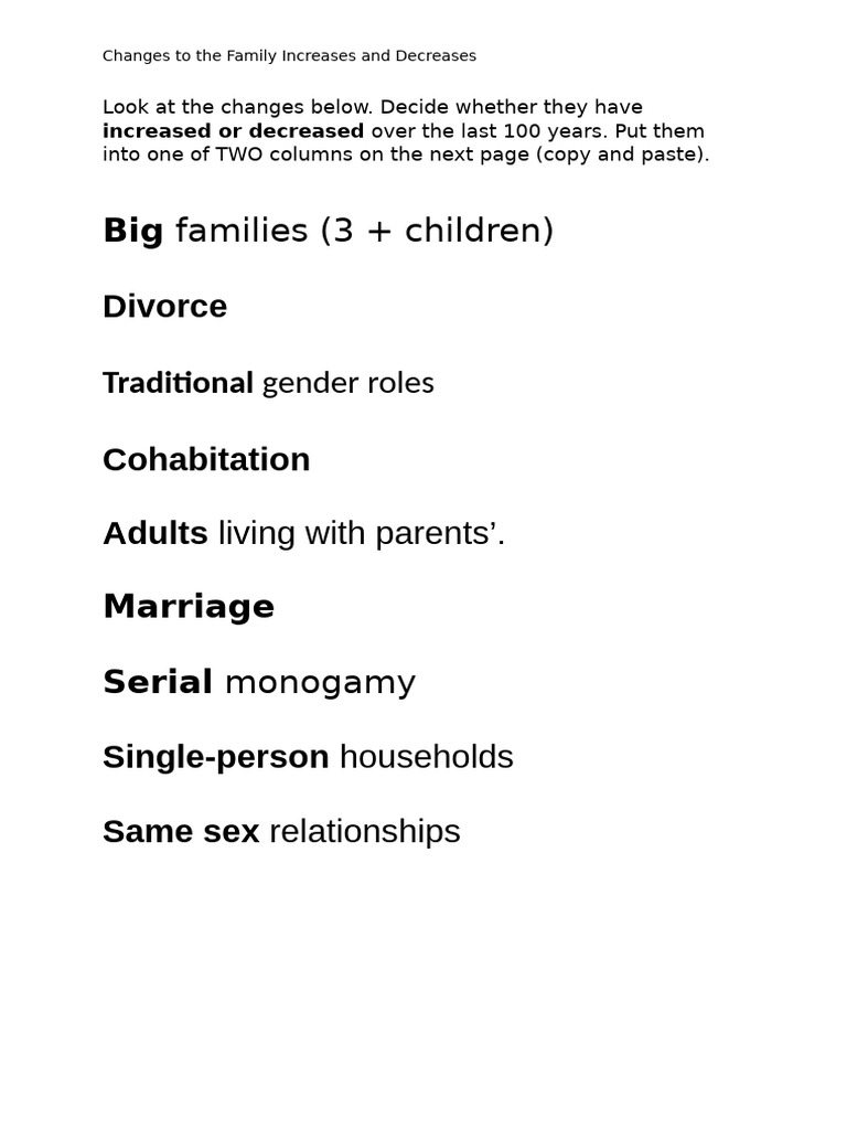 Family Trends Over 100 Years | PDF