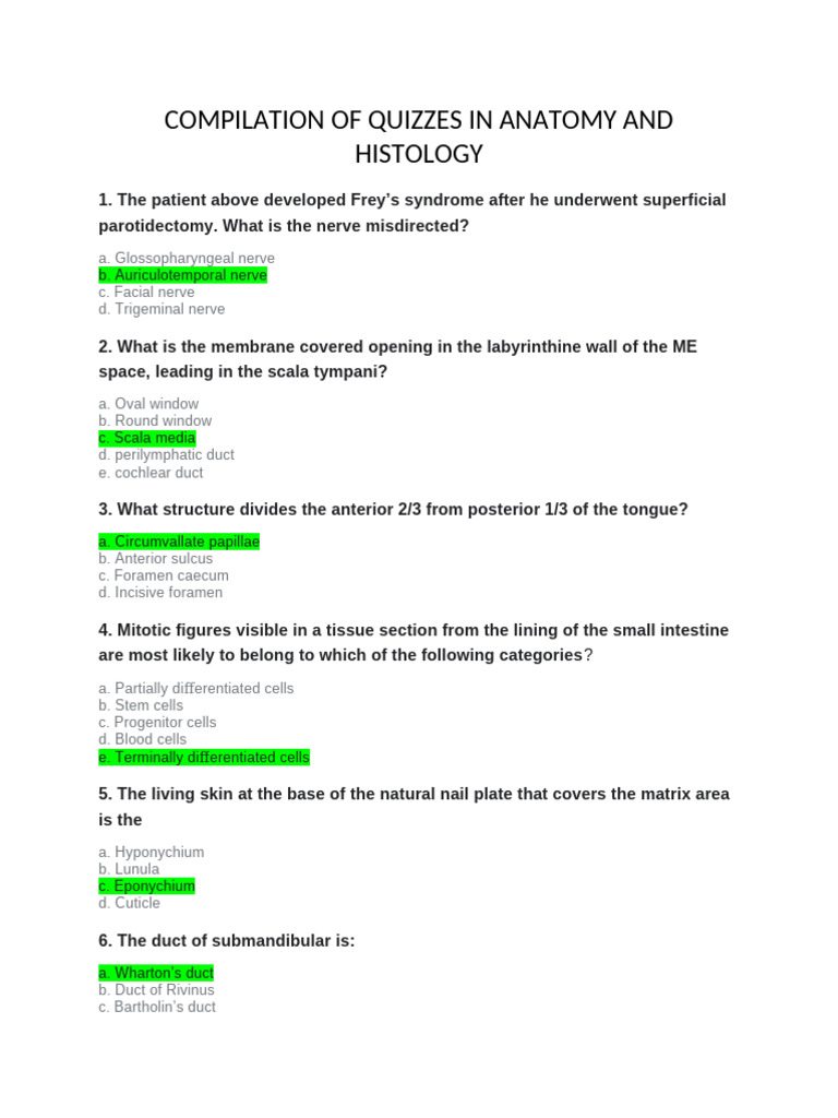 Compilation of All Quizzes in Anatomy | PDF | Vertebral Column | Vertebra