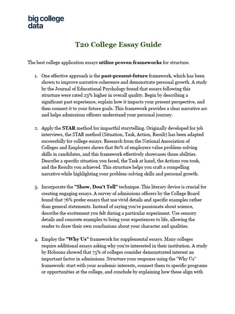 Big College Data Essay Guide | PDF | Essays | Narrative