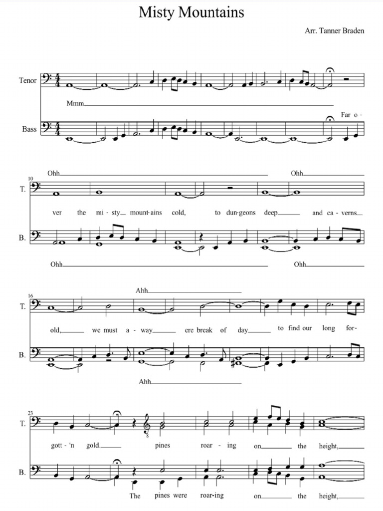 Misty Mountains (TTBB) | PDF