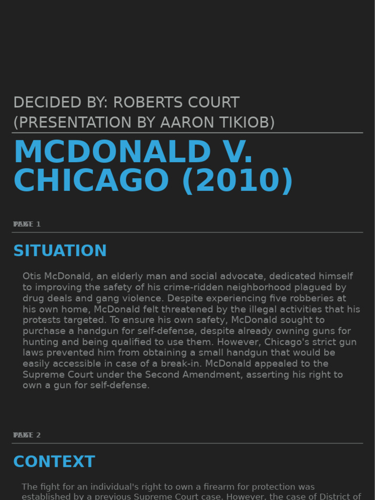 McDonald v. Chicago: Second Amendment Case | PDF | Due Process Clause ...