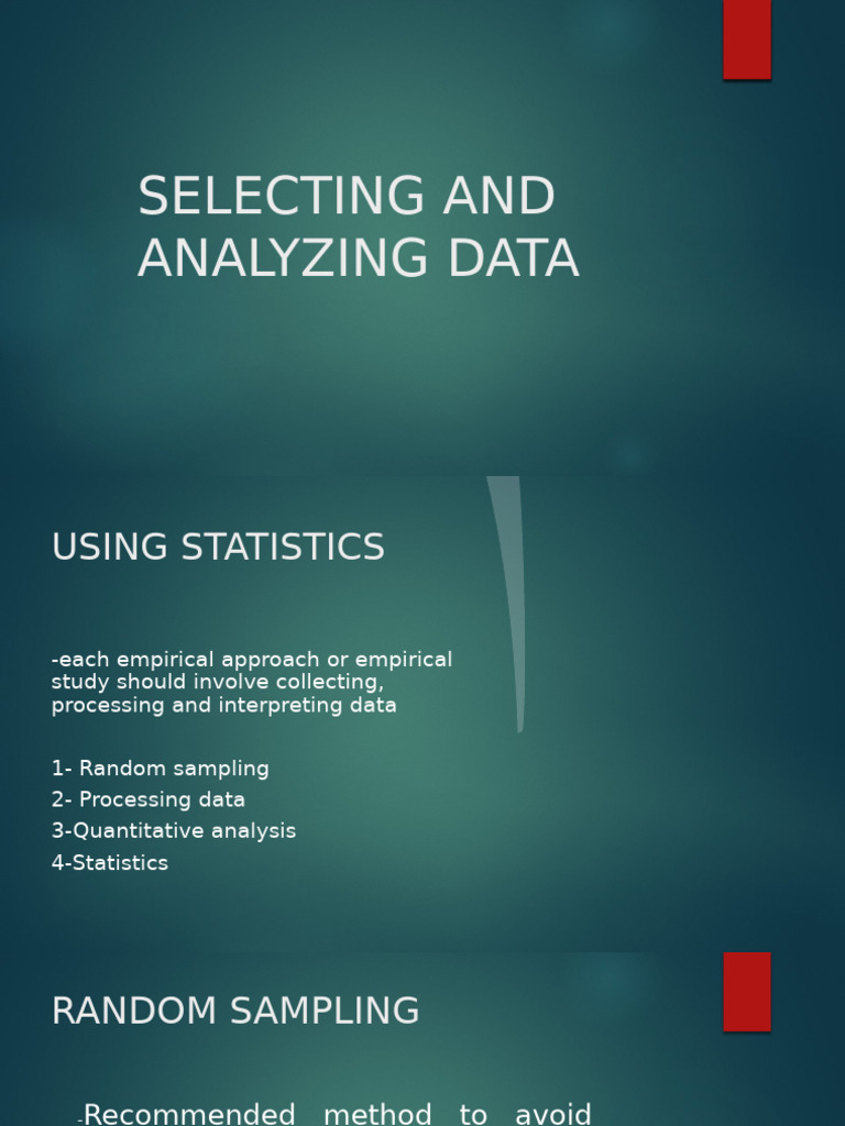 Data Selection and Statistical Analysis | PDF
