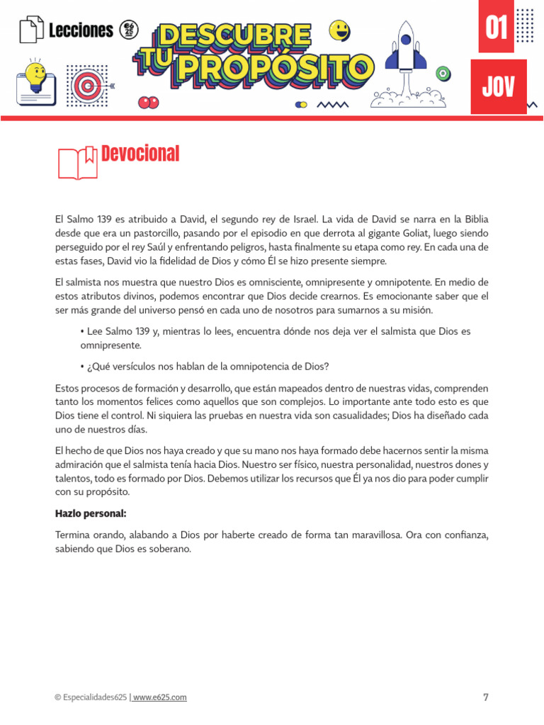Devocional Tu Proposito Jov 01 | PDF