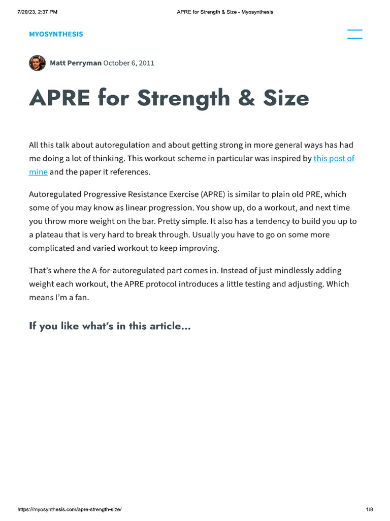APRE for Strength n Size | PDF