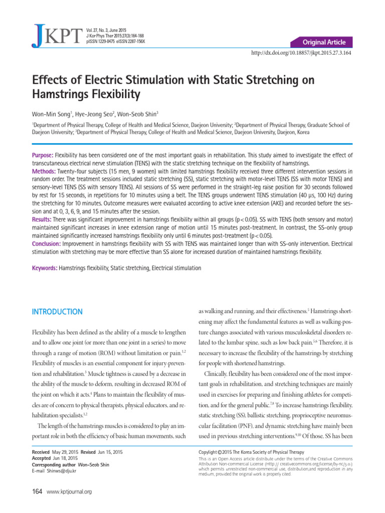 Effects of Electric Stimulation With Static Stretching on Hamstrings ...