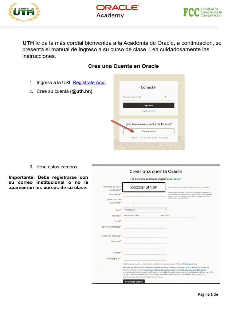 Guía para Ingreso a Cursos de Oracle | PDF