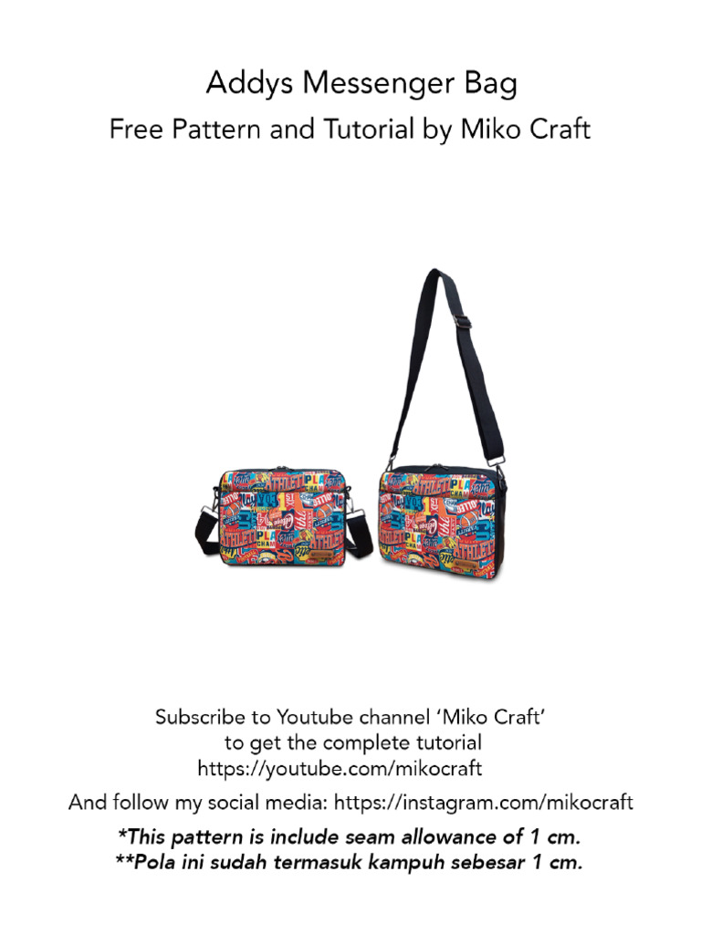 Addys Messenger Bag - Free Pattern and Tutorial by Miko Craft | PDF