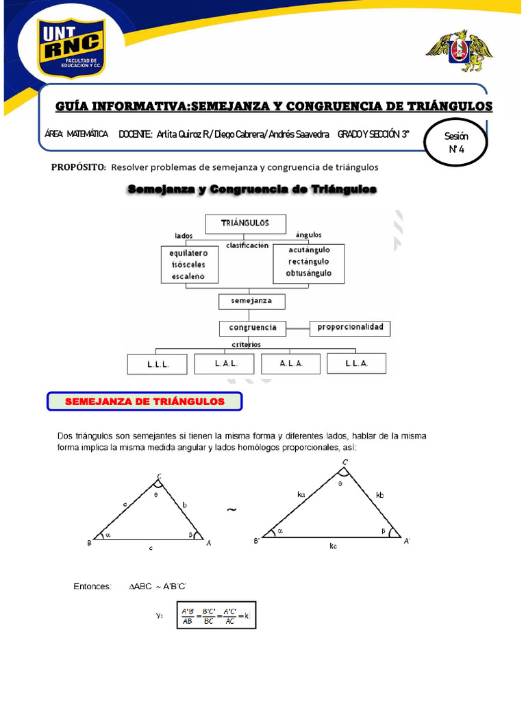 Semejanza y Congruencia de Triángulos | PDF