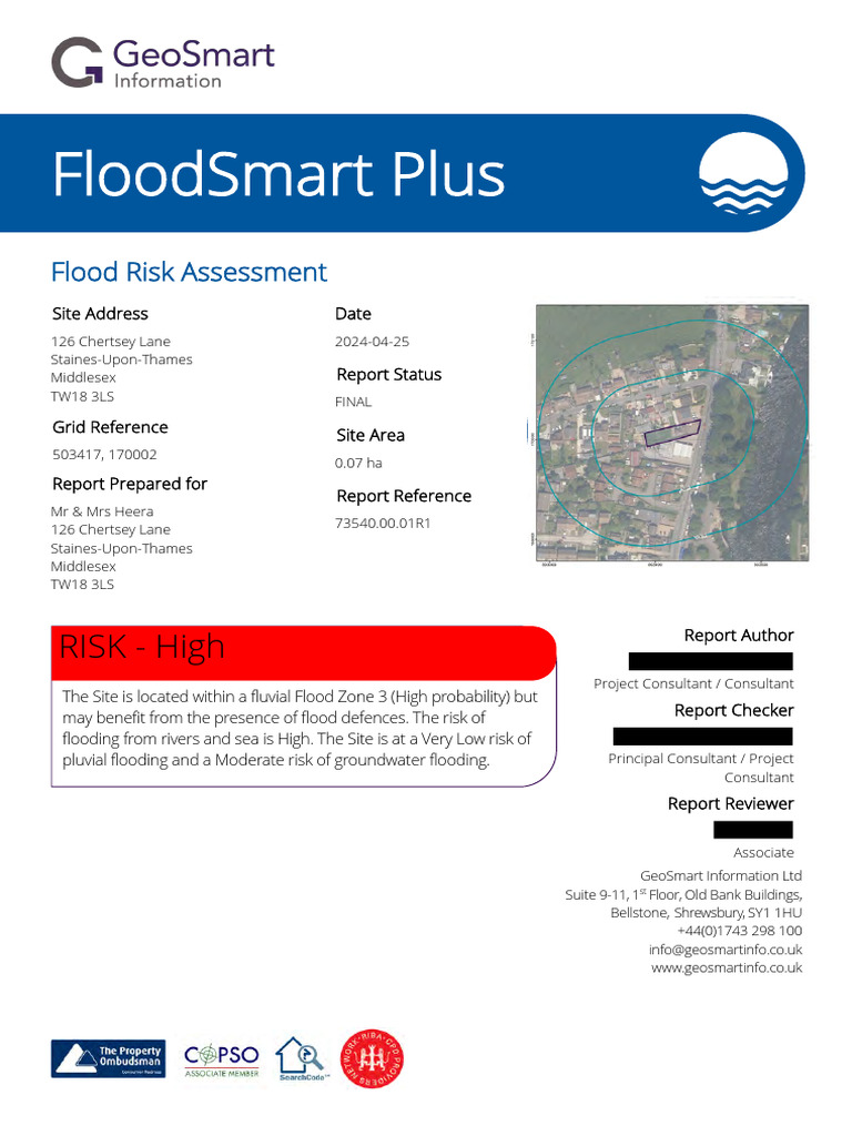 FloodRiakAssessment 126ChertseyLane | PDF | Flood | Groundwater