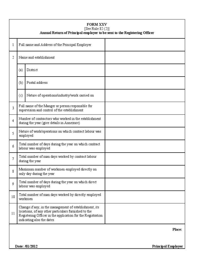 Annual Return Form XXV for Employers | PDF