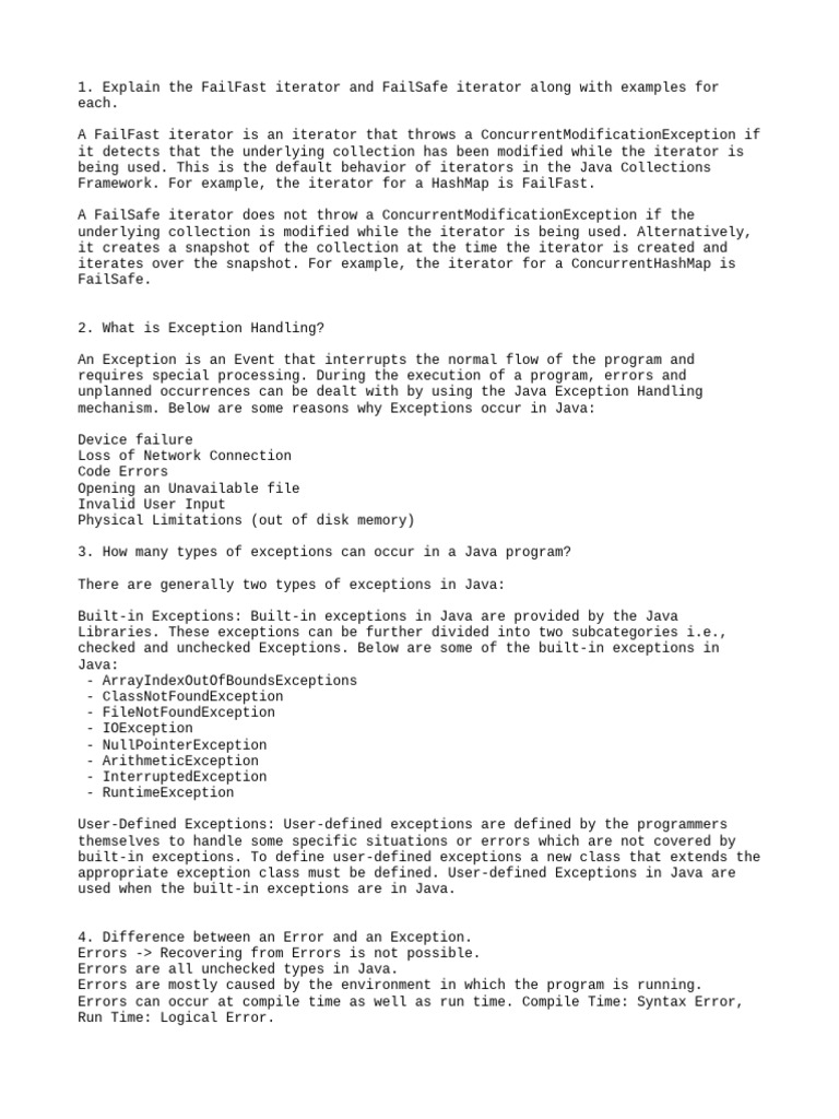 Java Iterators and Exception Handling Guide | PDF | Class (Computer ...