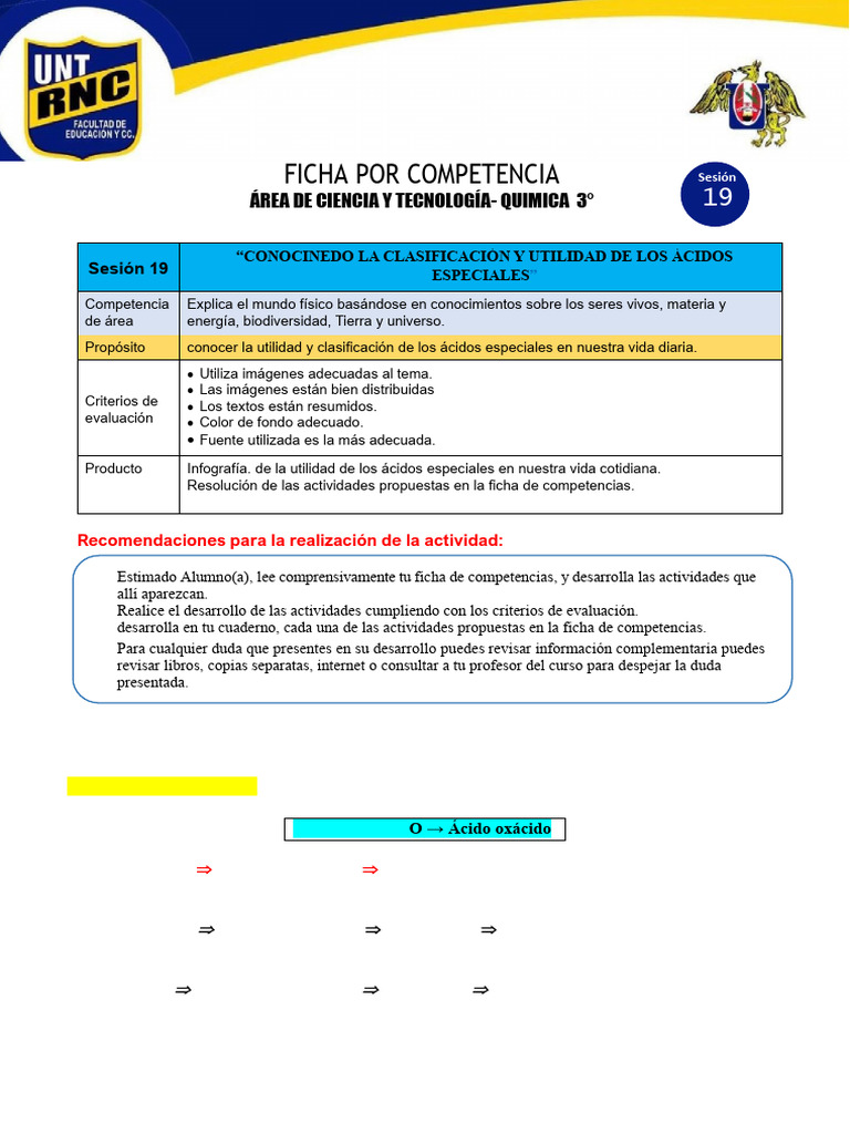 FICHA_DE_COMP__N°19_VII-_UNIDAD_C_Y_T_-QUÍMICA__3°_RNC (2) | PDF | Ácido | Ácido nítrico