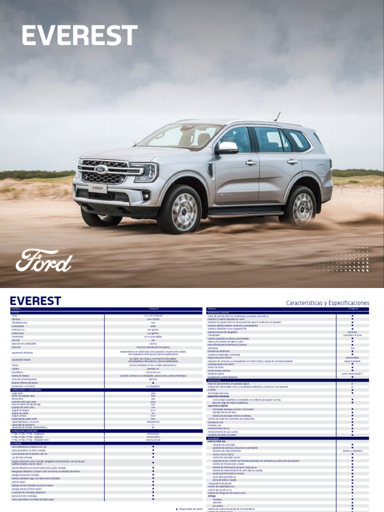 Ford Everest: Especificaciones y Eficiencia | PDF | Ahorro de combustible en automóviles | Motores